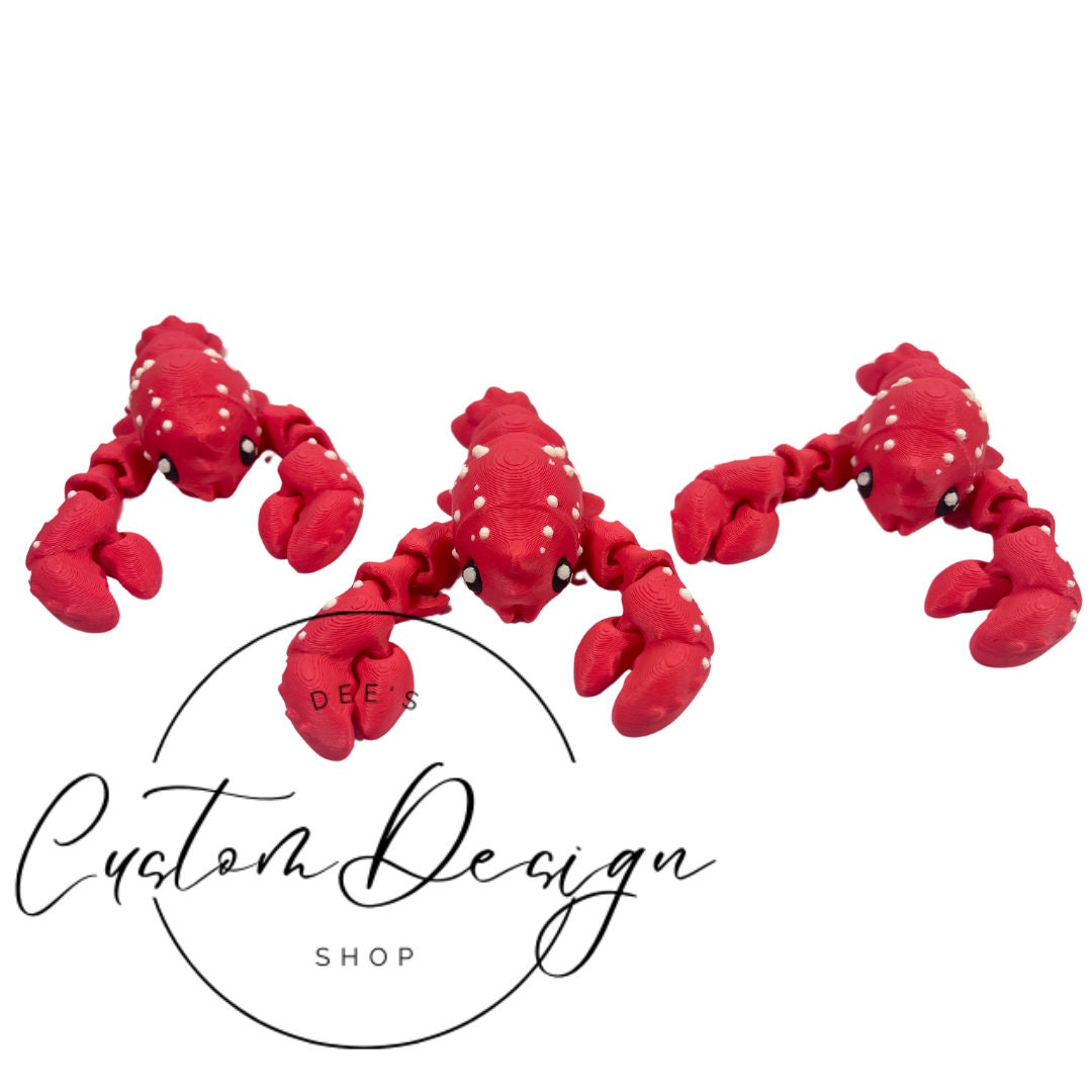 Cute 3D Printed Flexi Lobster, 3D Printed Toy, 3D Printed Lobster ...