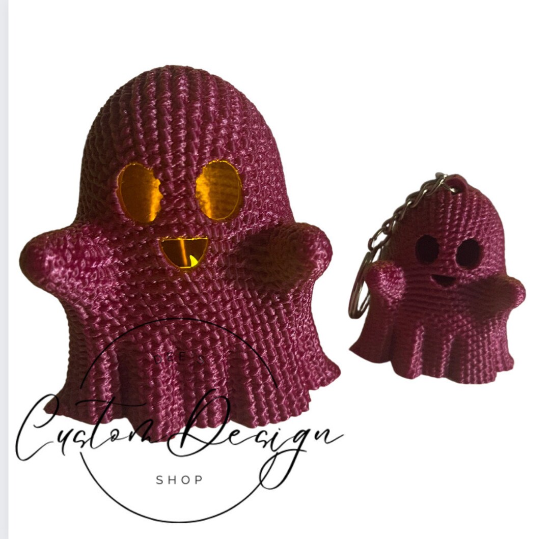 3D Printed Crocheted Ghost W/ Matching Keychain Keychain - Etsy
