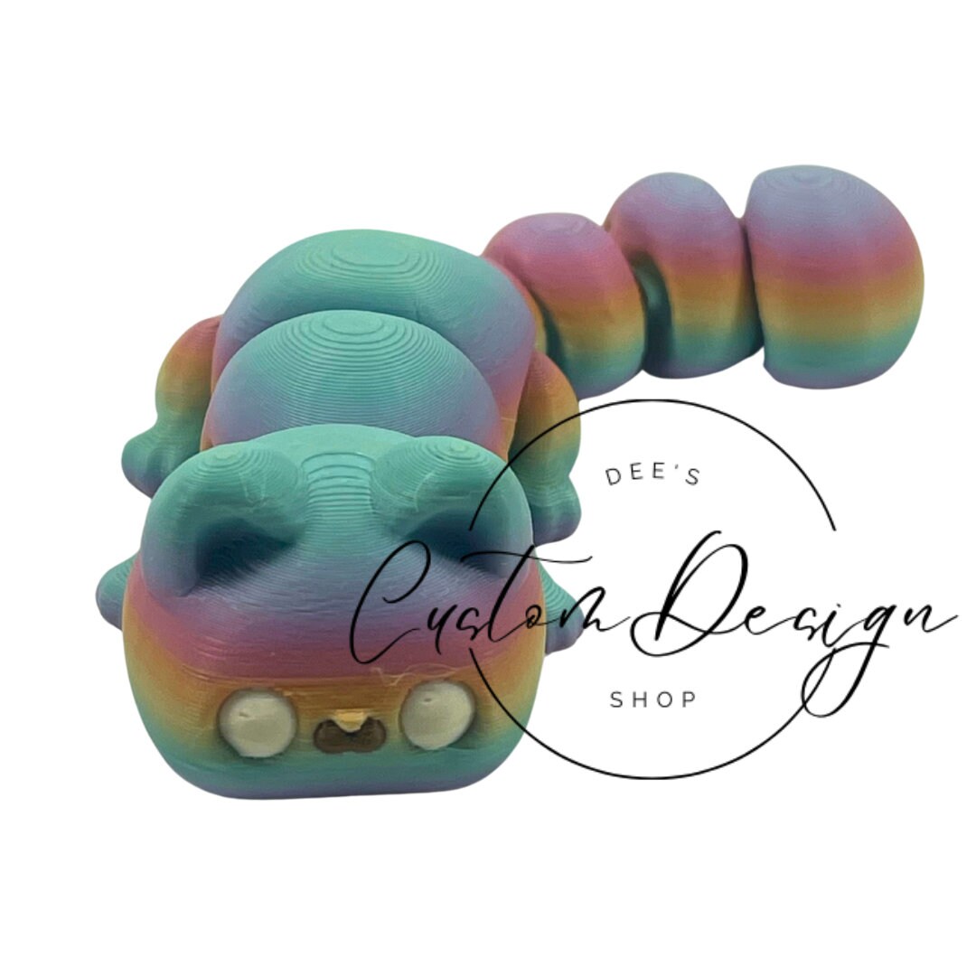 Cute Rainbow Flexi Kitty, Articulated Kitty, 3D Printed Toy, 3D Printed ...