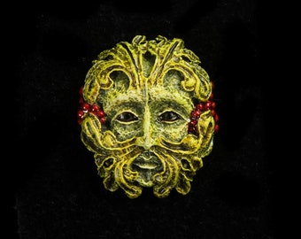 Green Man Brooch Green Man Pin Green Man Jewelry Mythical Green Man Hat ...