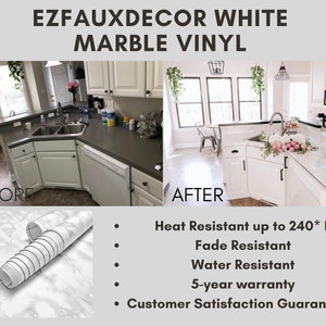 Self Adhesive Waterproof Quartz White Marble Contact Paper for ...