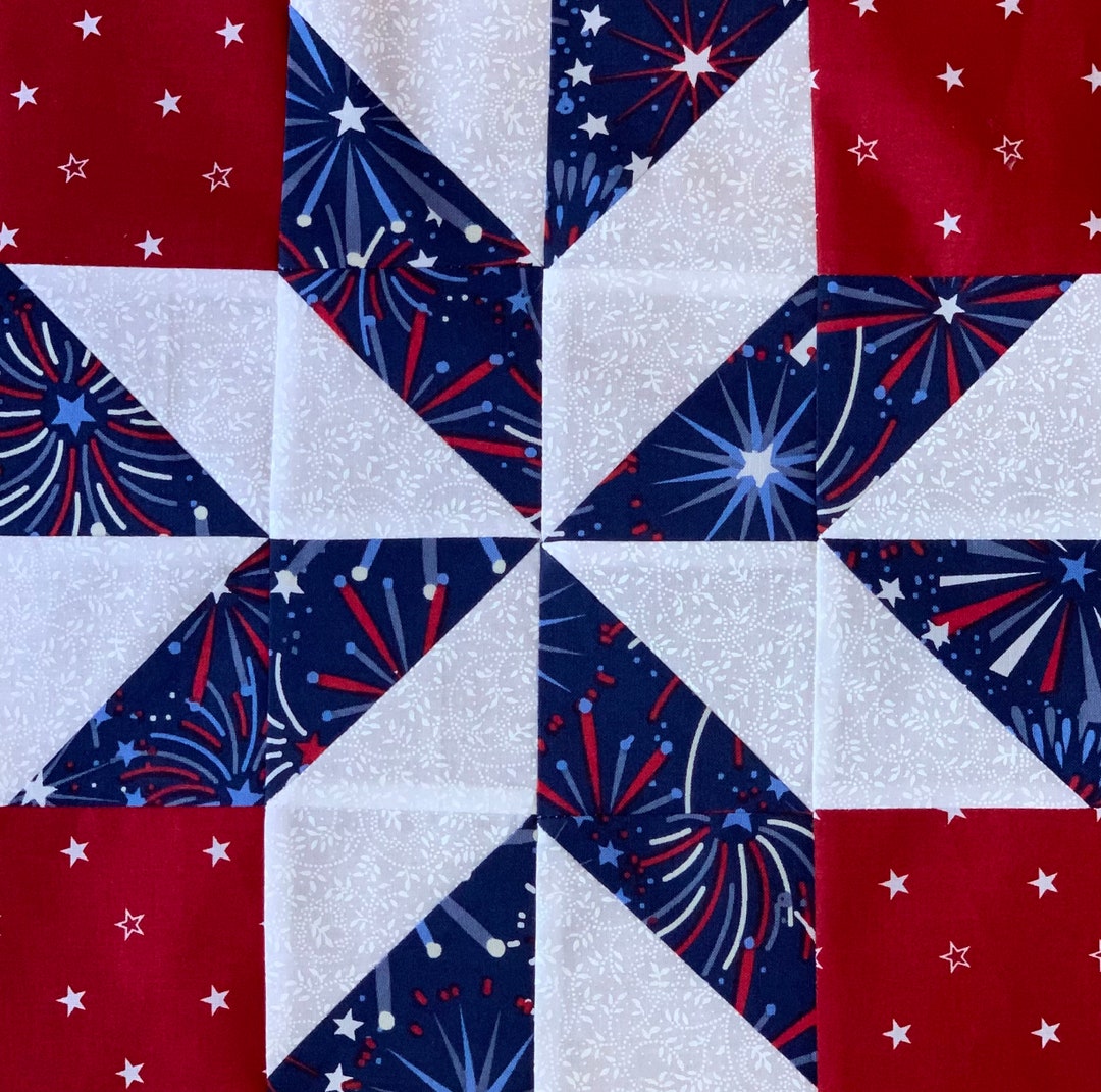 Beautiful the Red White and Blue Star Quilt 9 Pre-cut Block Kits ...