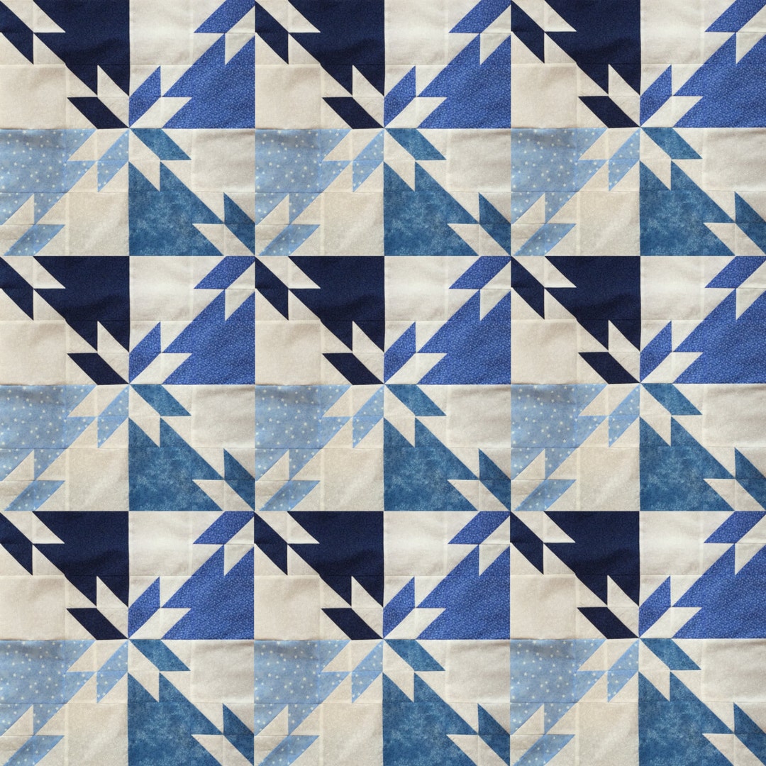 Beautiful Blue Hunters Star Quilt Pre-cut Block Kits 40" X 50", L@@K ...