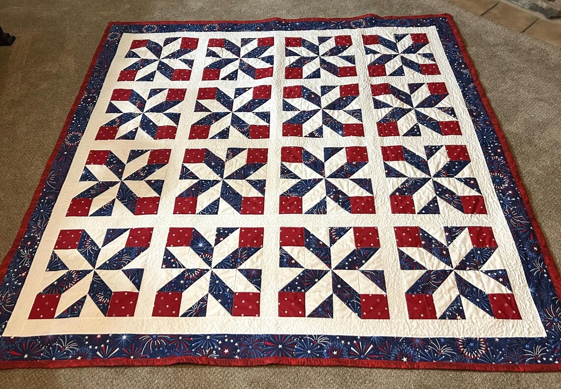 Beautiful the Red White and Blue Star Quilt Pre-cut Block Kits ...
