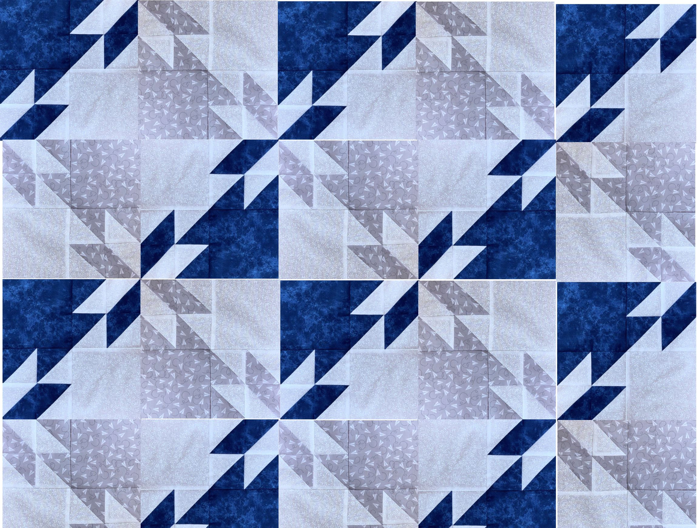 Beautiful Blue & Gray Hunters Star Quilt Pre-cut Block Kits 40" X 50 ...