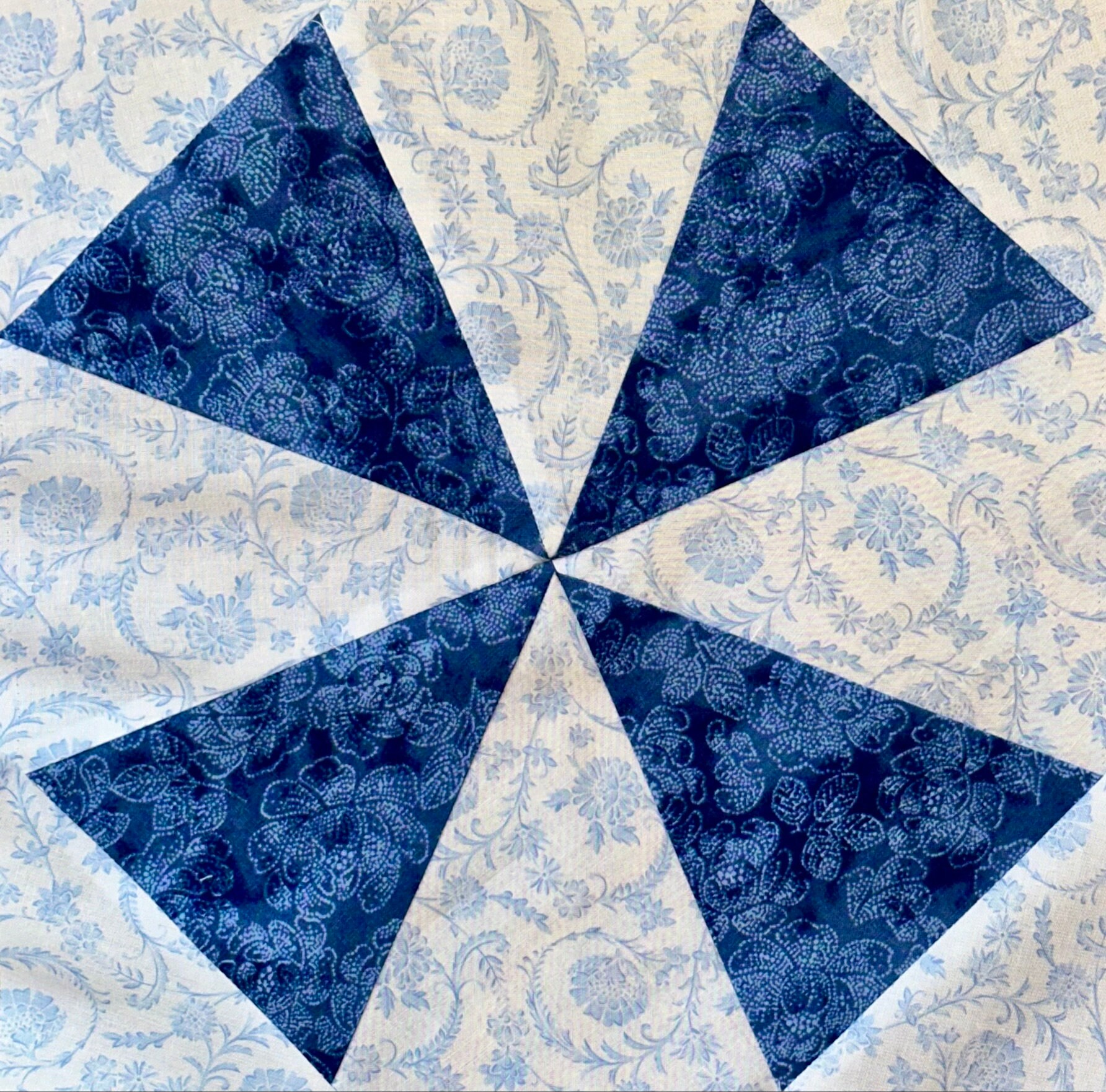 Beautiful 9 Blue Flower Garden Kaleidoscope Quilt Pre-cut Block Kits, L ...