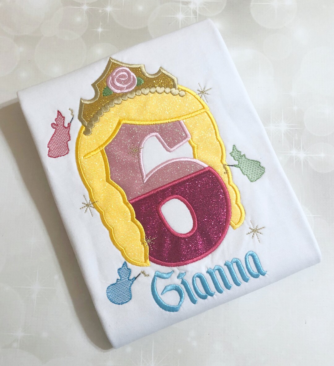 Princess Birthday Shirt Girls Princess Party Shirt Girls Embroidered ...