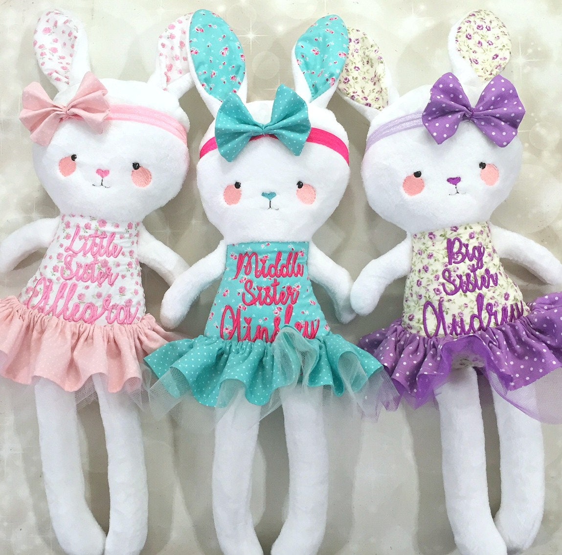 Plush Bunny Stuffed Animal Personalized Bunny Monogram | Etsy