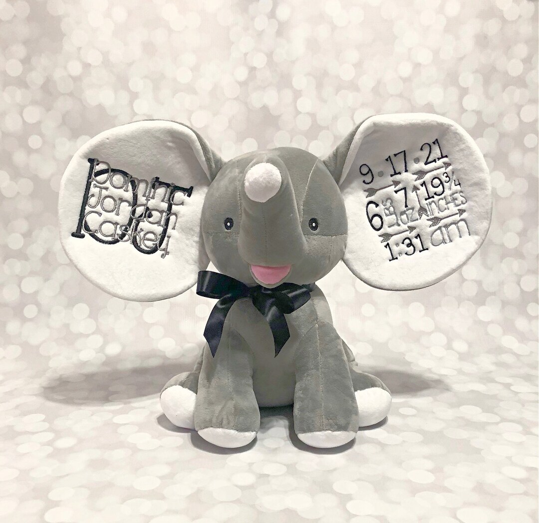 Personalized Elephant Stuffie Elephant Stuffed Animal Monogram Elephant ...
