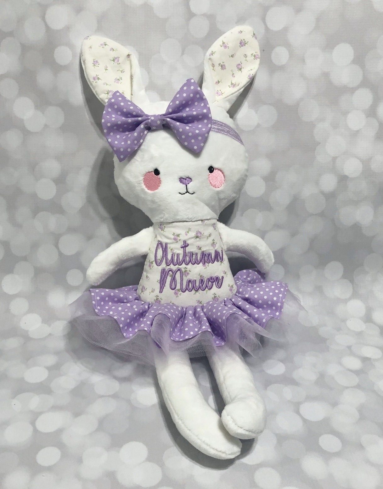 Plush Bunny Stuffed Animal Personalized Bunny Monogram | Etsy