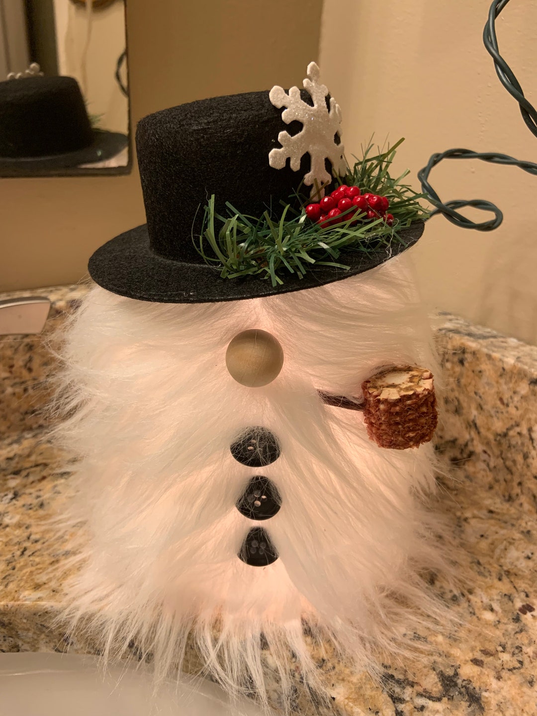 Snowman Gnome Lights up Real Corn Cob Pipe - Etsy