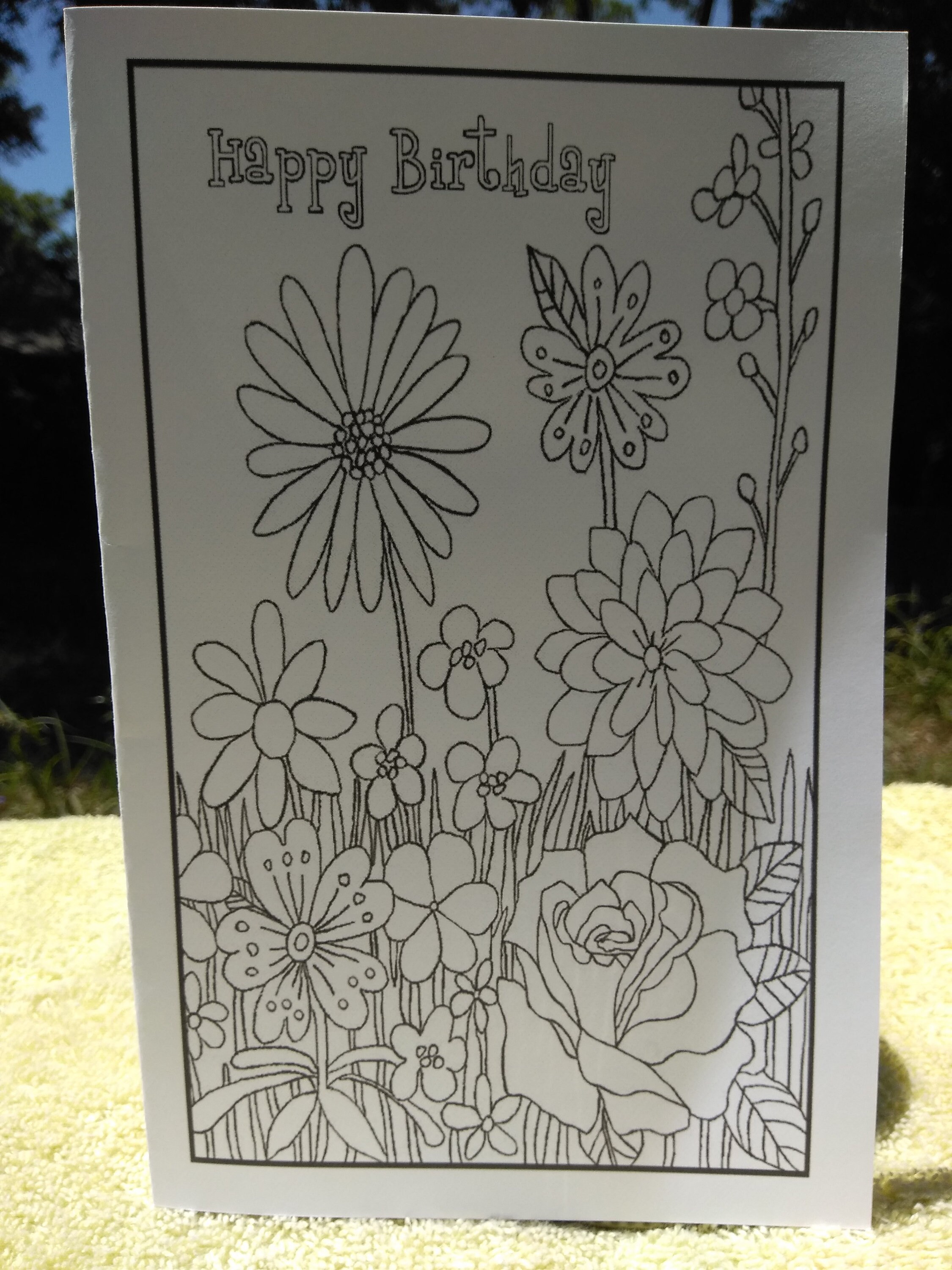DIY Birthday Card Flower Garden Card Note Card Coloring | Etsy