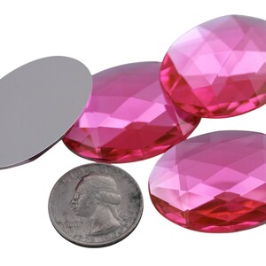 4PCS 40x30mm Large Flat Back Acrylic Oval Jewels Cosplay Embellishments ...