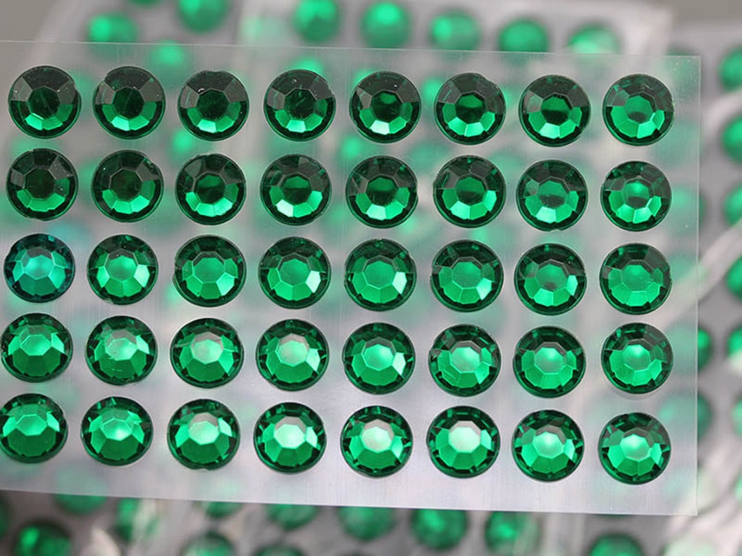 Green Emerald Acrylic Stick on Round Rhinestones Self Adhesive Gems ...