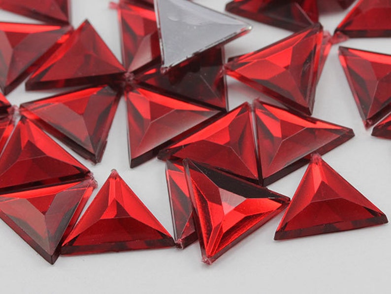 500PCS Red Ruby Acrylic Stick On Triangle Rhinestones Self | Etsy