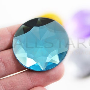 Blue Aqua Light Flat Back Round Acrylic Rhinestones Plastic Circle Gems ...