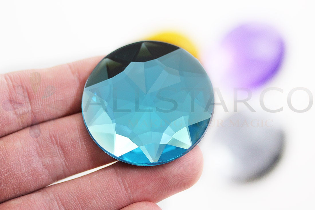 Blue Aqua Light Flat Back Round Acrylic Rhinestones Plastic | Etsy