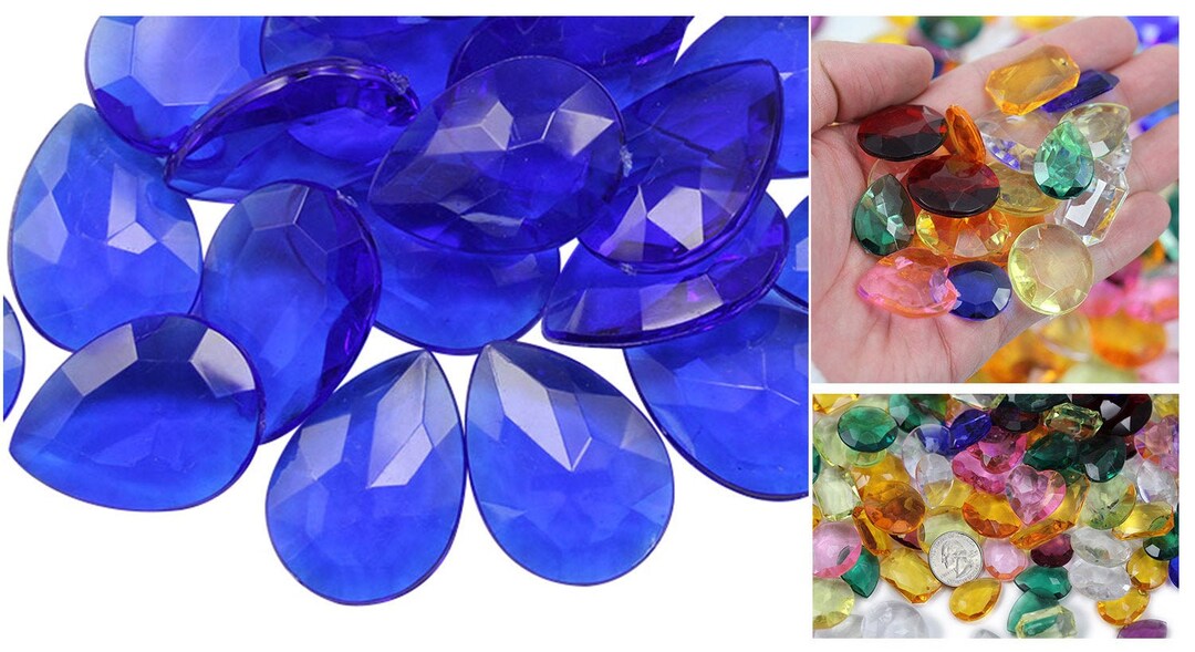40PCS Teardrop Pirate Treasure Gems Acrylic Plastic Jewels for Party ...