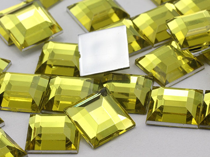 Assorted Colors Flat Back Square Acrylic Jewels Plastic Rhinestones ...