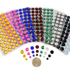 Blue Aqua Acrylic Stick on Round Rhinestones Self Adhesive Gem Body Art ...