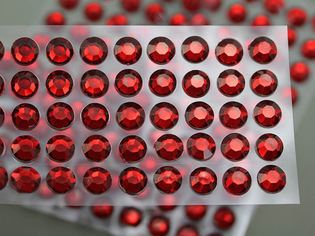 Red Ruby Acrylic Stick on Round Rhinestones Self Adhesive Gems Face ...