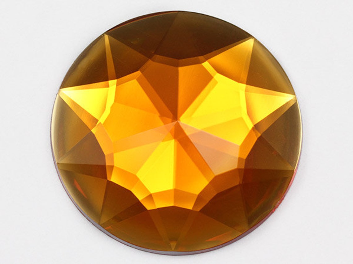Large Orange Hyacinth Flat Back Round Acrylic Rhinestones Plastic ...