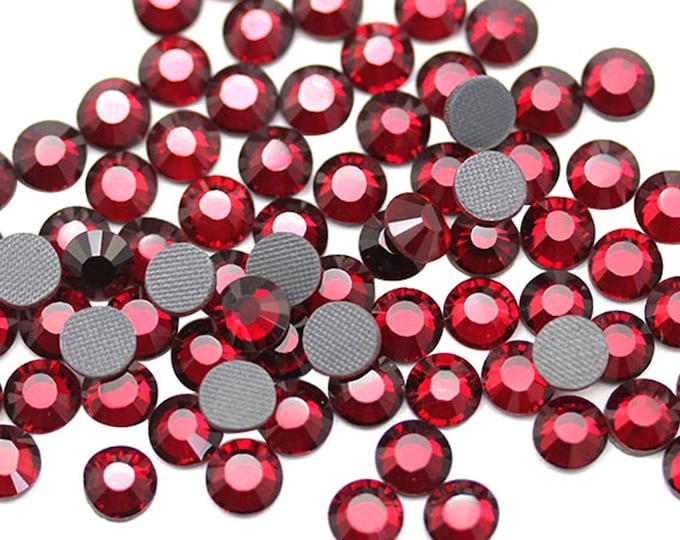 Garnet Dark Red Hotfix Flat Back Crystal Rhinestones DMC Iron on Strass ...