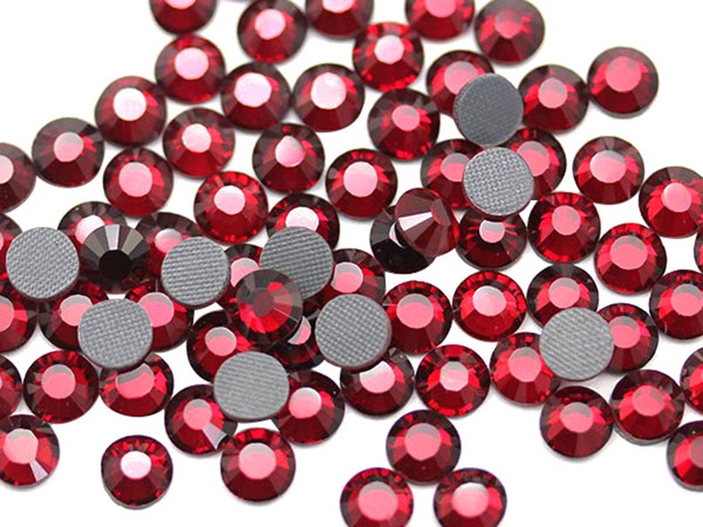 Garnet Dark Red Hotfix Flat Back Crystal Rhinestones DMC Iron on Strass ...