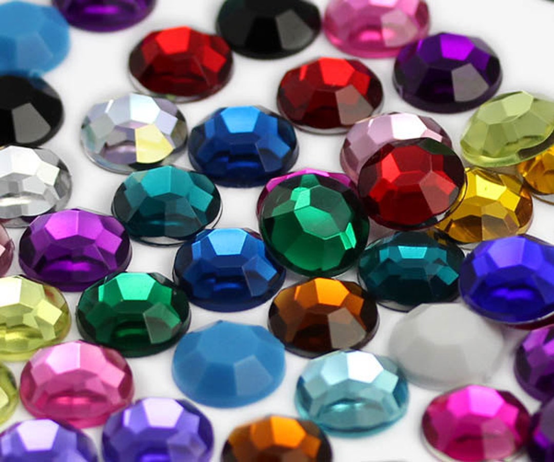 Assorted Colors Acrylic Rhinestones High Quality Flat Back Round ...