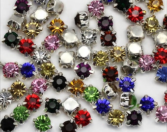 6mm Chaton Montees Rhinestones Gold Set Sew on Glass Crystal - Etsy