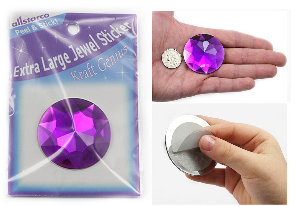 Extra Large 3D Jewel Stickers Self Adhesive 2" (50mm) Pack of 2 PCS ...