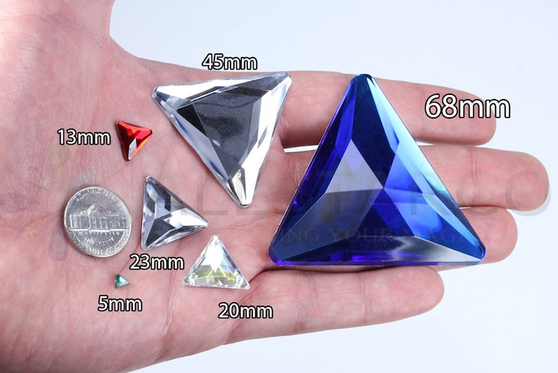 13mm 5mm Red Ruby Flat Back Triangle Acrylic Rhinestones Plastic Gems ...