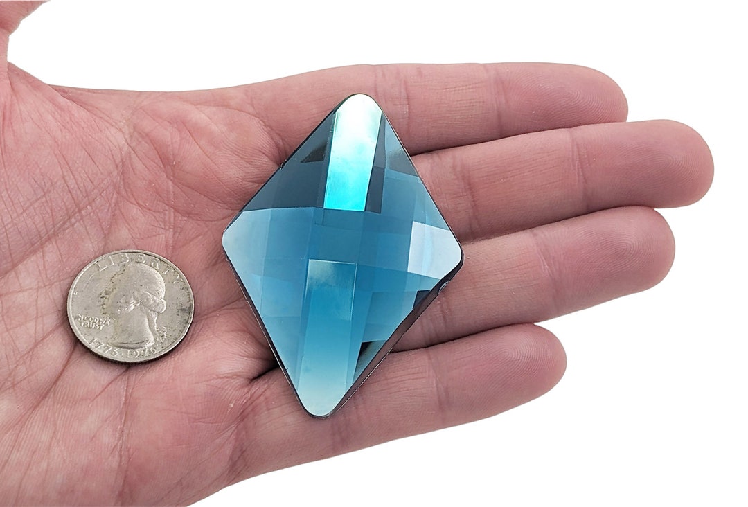 Extra Large Blue Aqua Flat Back Diamond Acrylic Rhinestones Rhombus ...