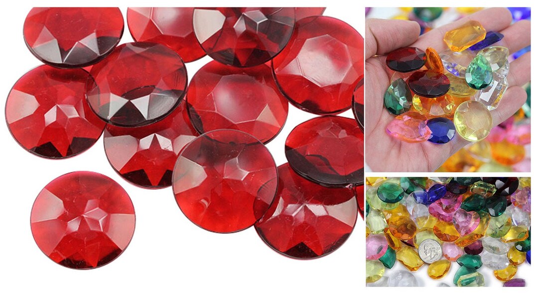 25PCS Round Pirate Treasure Gems Acrylic Plastic Jewels for Party Games ...