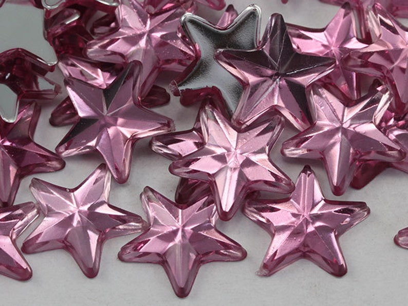 Light Pink Rose Star Rhinestones Embelishments Flat Back | Etsy