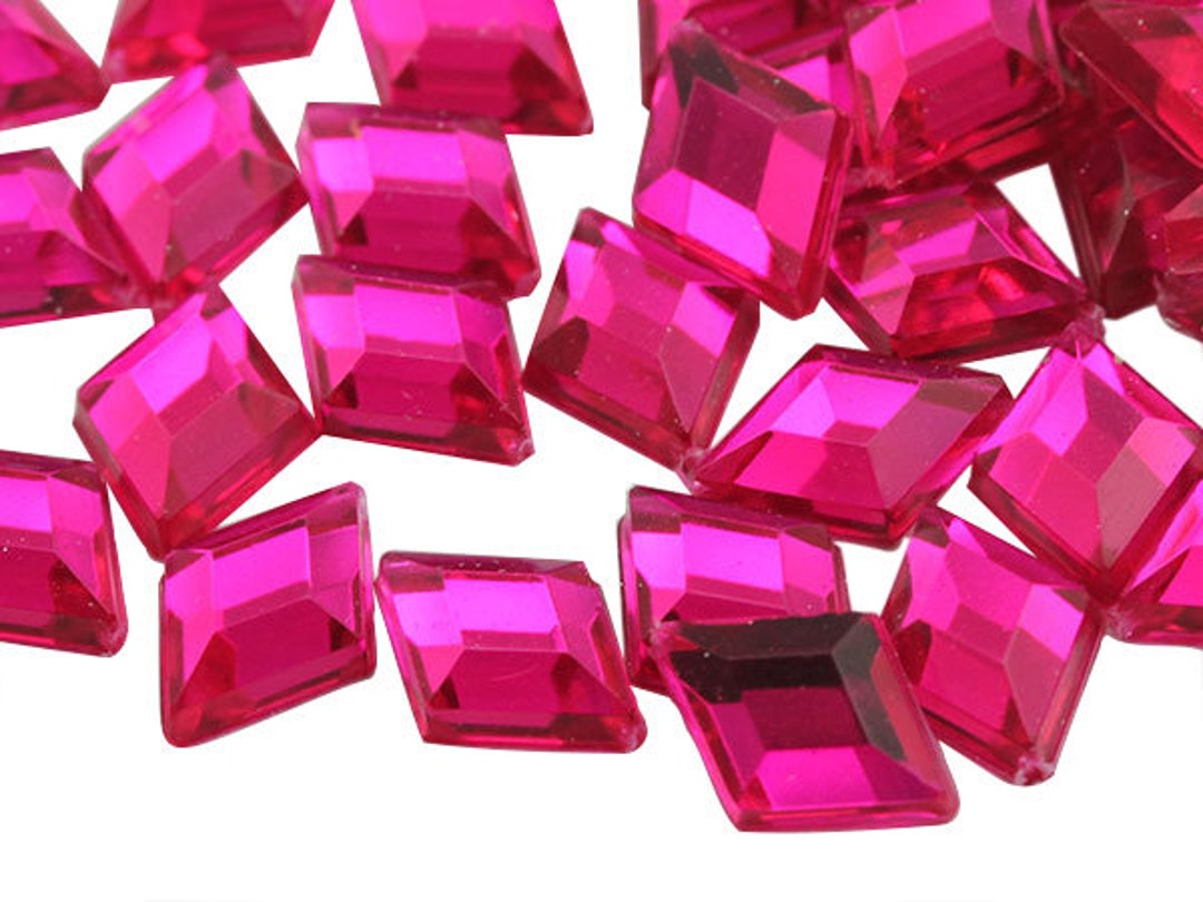 Pink Fuchsia Flat Back Diamond Acrylic Rhinestones Plastic Jewels Craft ...