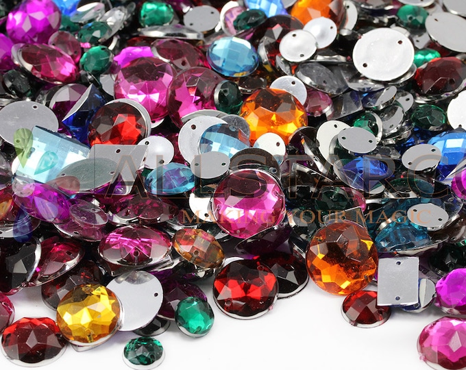 Bulk Loose Sew on Gems Rhinestones Jewels Over 700 Pieces Assorted ...