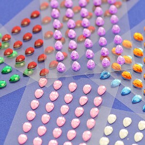 250PCS Red Ruby Acrylic Stick on Teardrop Rhinestones Self Adhesive ...