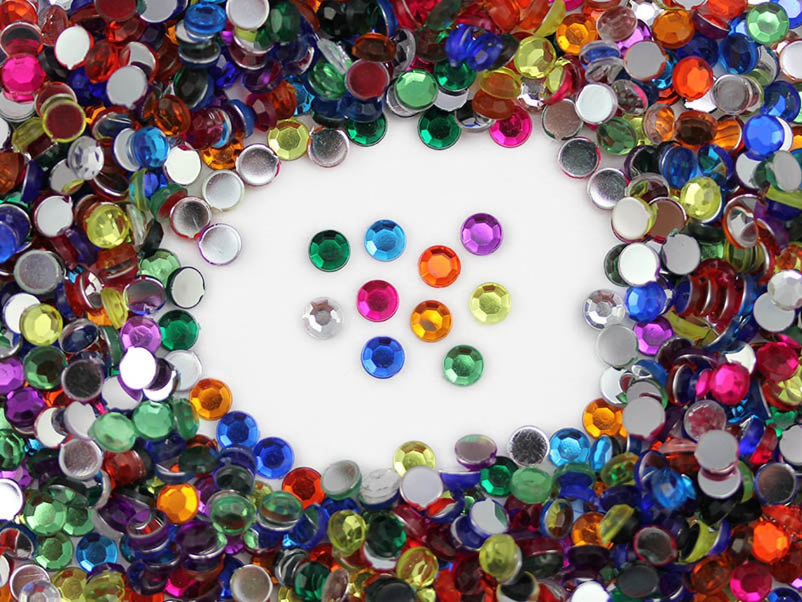 Assorted Colors Acrylic Rhinestones High Quality Flat Back Round ...