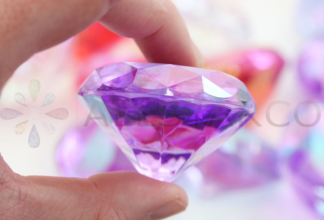 2PCS Large 60mm Plastic Diamonds AB 2 23/64 Coating Table Scatter ...