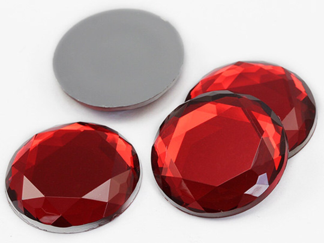 30mm 1 3/16" Red Ruby H103 Large Flat Back Acrylic Rhinestones Cosplay ...
