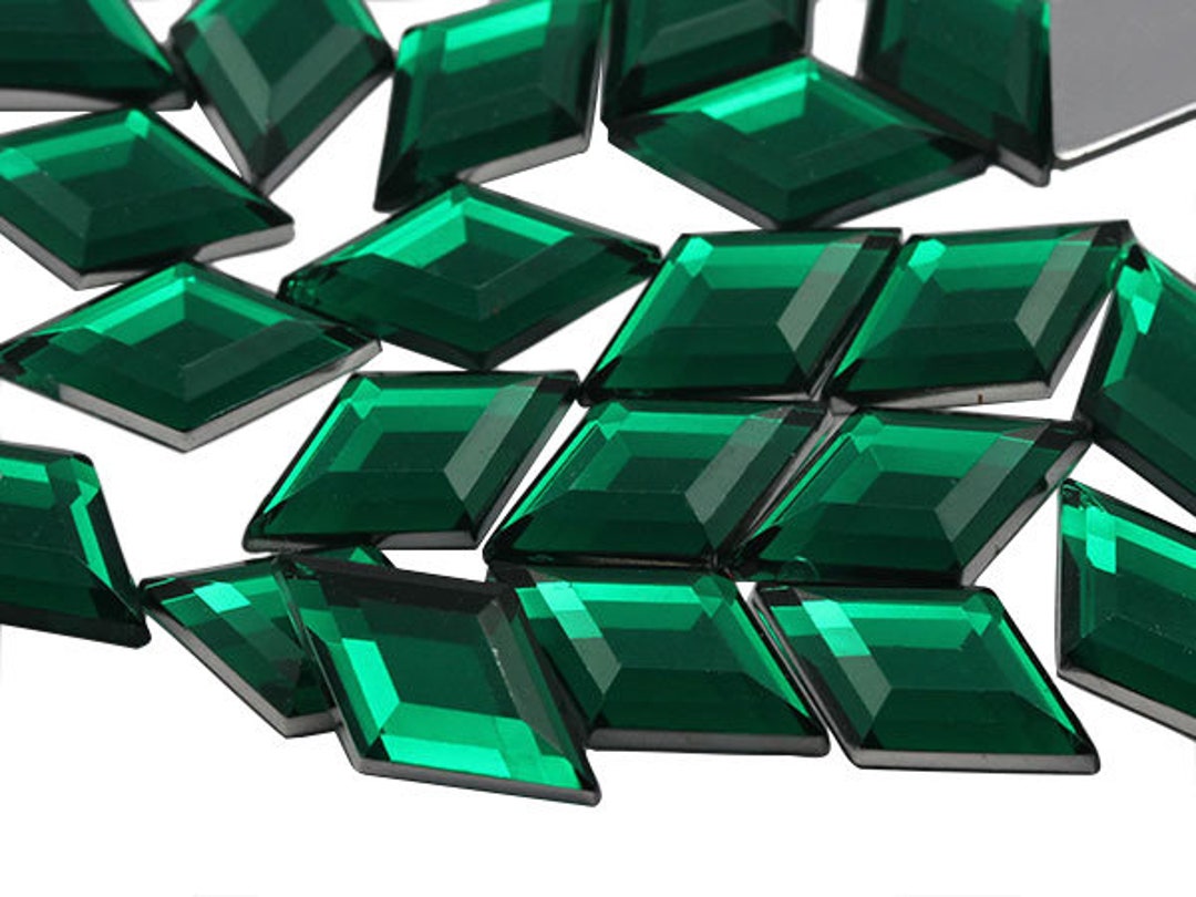 Green Emerald Flat Back Diamond Acrylic Rhinestones Plastic Jewel ...