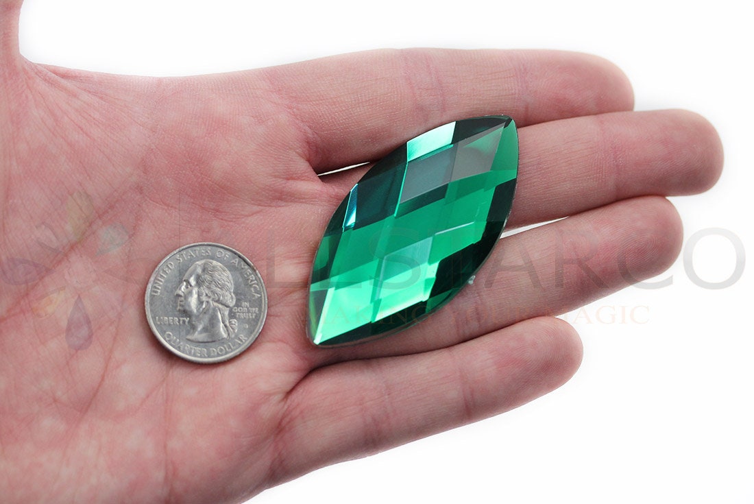 Green Emerald Navette Flat Back Acrylic Rhinestones Marquise Crafts Eye ...