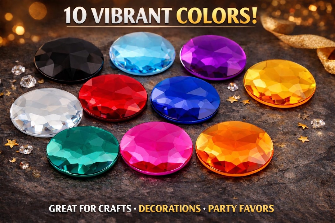 50mm Flat Back Round Acrylic Rhinestones Plastic Circle Gems for ...