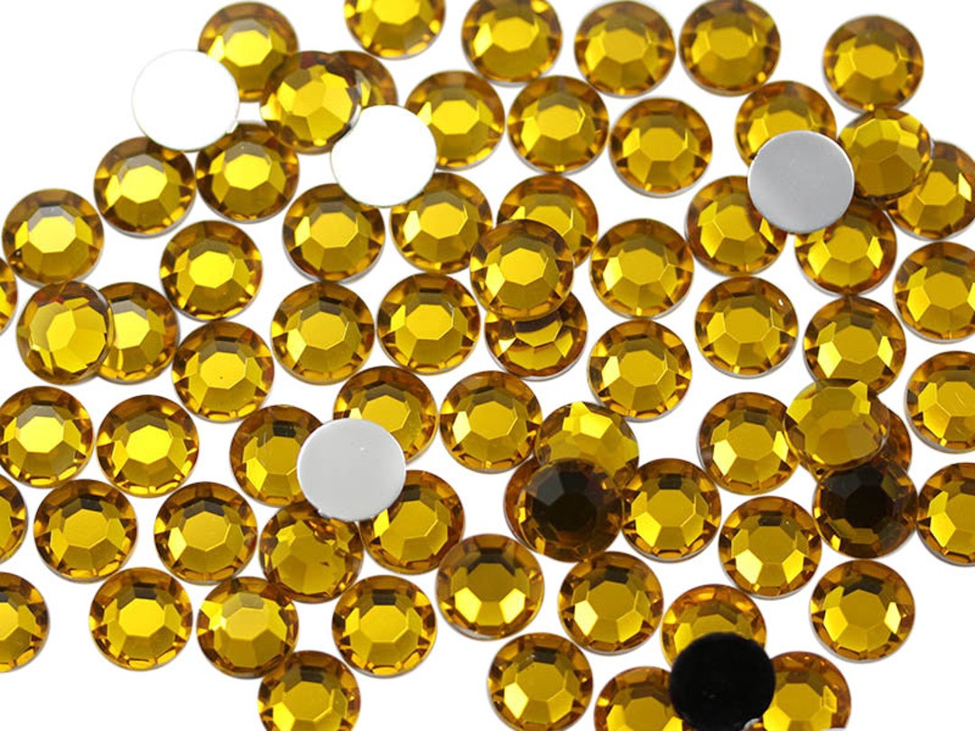 1000pcs Acrylic Rhinestones Flat Back Gold Topaz Scrapbooking Jewelry ...