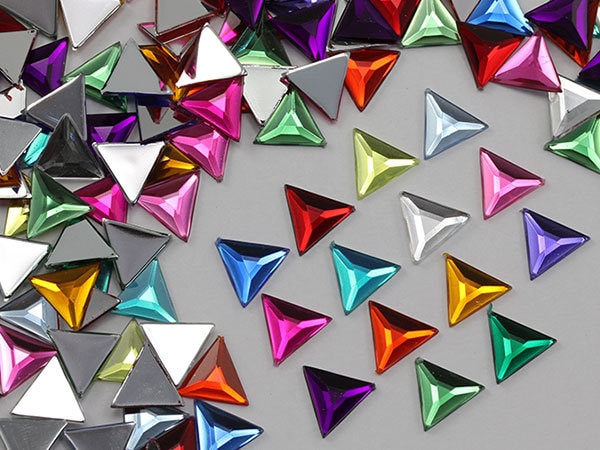 500 PCS Crystal Clear Acrylic Stick on Triangle Rhinestones Self ...