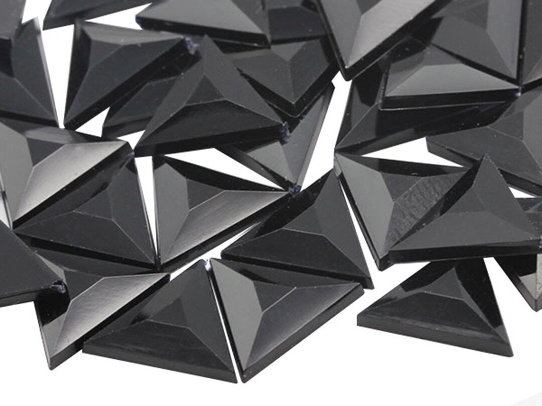 13mm Jet Black .JT Flat Back Triangle Acrylic Rhinestones Plastic Gems ...