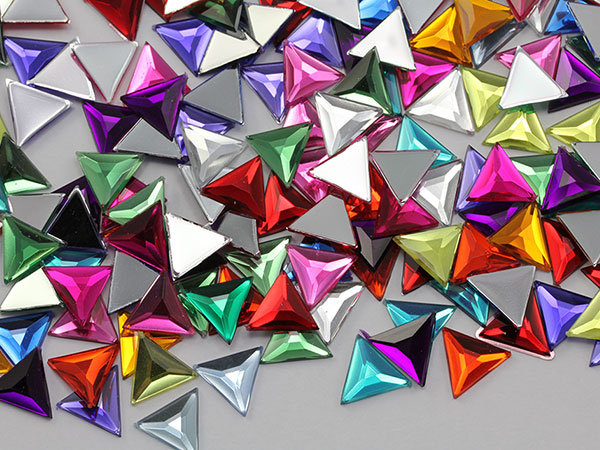 500 PCS Crystal Clear Acrylic Stick on Triangle Rhinestones Self ...