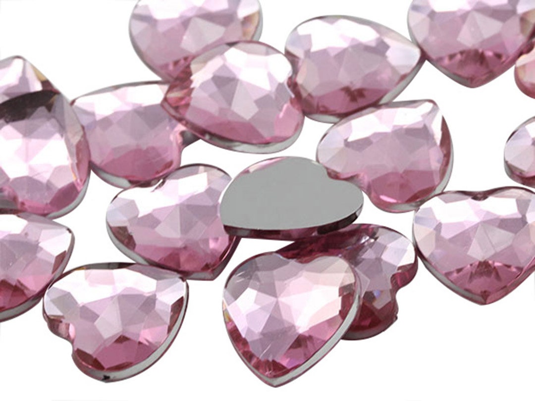Pink Flat Back Heart Acrylic Jewels Plastic Rhinestones Scrapbooking ...