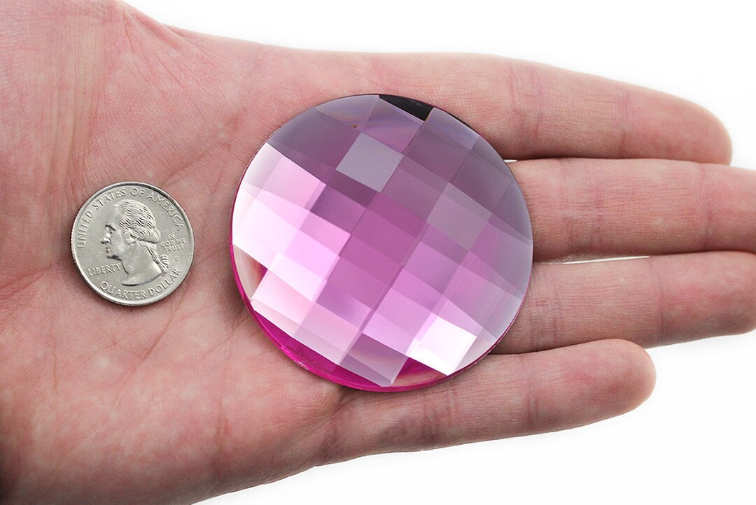 Large Pink Flat Back Round Acrylic Rhinestones Plastic Circle Gems for ...